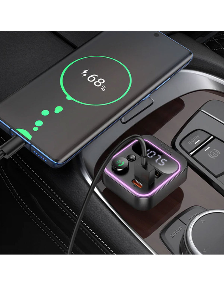 Hoco 30W FM Car Kit E85 with PD+QC & RGB Light | Best Price at TechCrazy